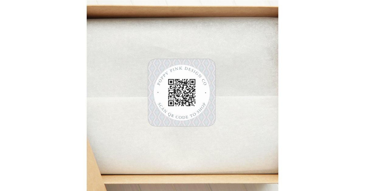 Modern Elegant Custom QR Code Shop Sticker | Zazzle