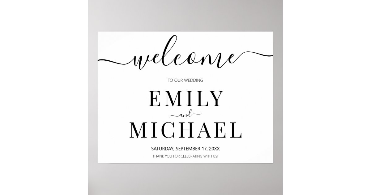 Modern Elegant Script Wedding Welcome Sign | Zazzle