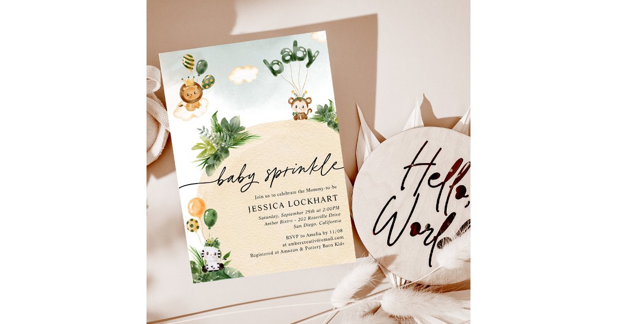 Modern Fun Jungle Safari Boy Baby Sprinkle Invitation | Zazzle