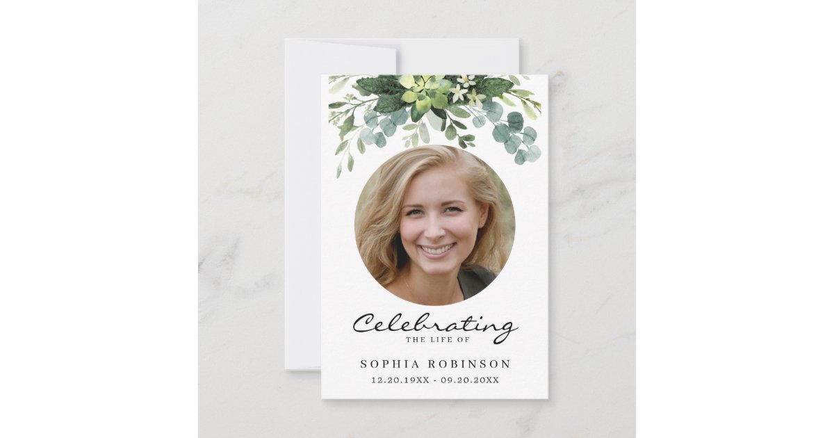 Modern Funeral Sympathy Photo Memorial Card | Zazzle