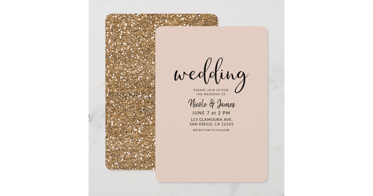 Modern Gold Glitter Glam ANY COLOR Wedding Invitation | Zazzle