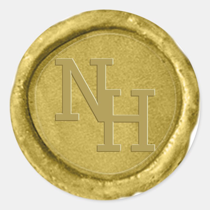 Modern Gold Wax Seal Monogram Initials Sticker | Zazzle.com.au