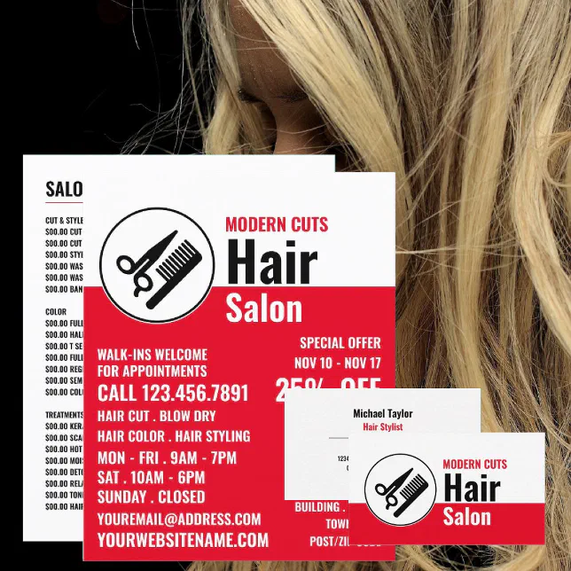 Modern Logo, Hair Stylist, Hair Salon Business Card | Zazzle