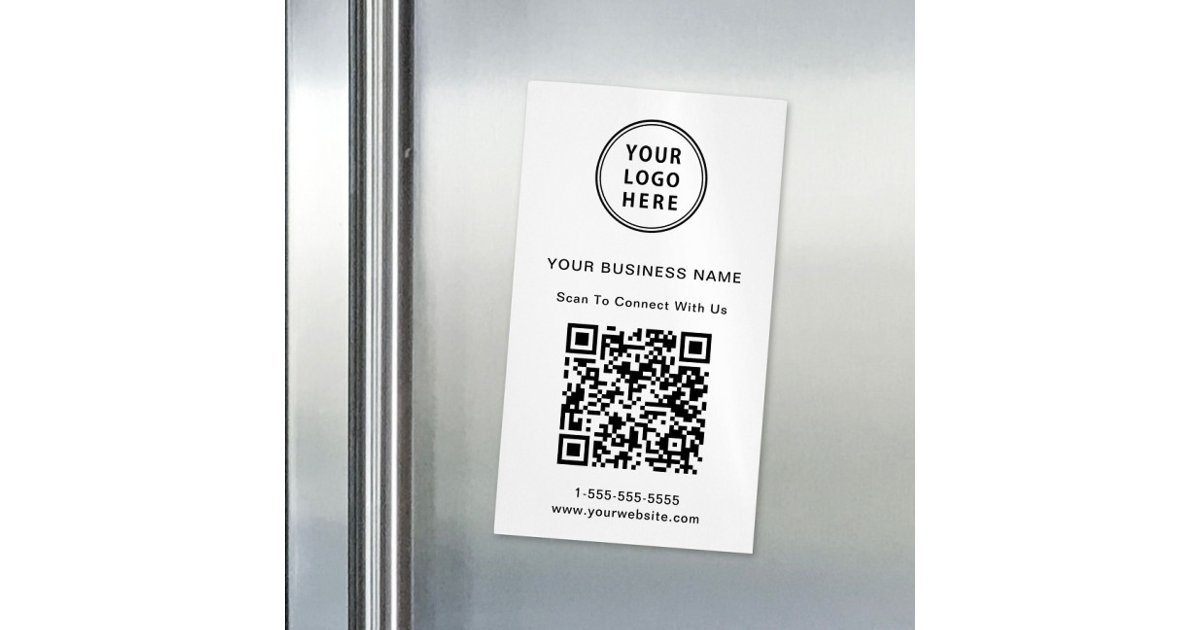 Modern Logo QR Code Magnetic Business Card | Zazzle