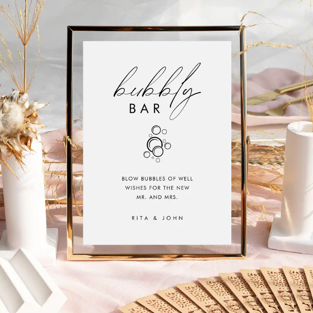 Modern Minimalist Bubble Send Off Script Wedding Pedestal Sign | Zazzle