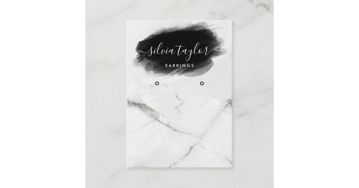 Modern Minimalist Calligraphy art Earring display Business Card | Zazzle