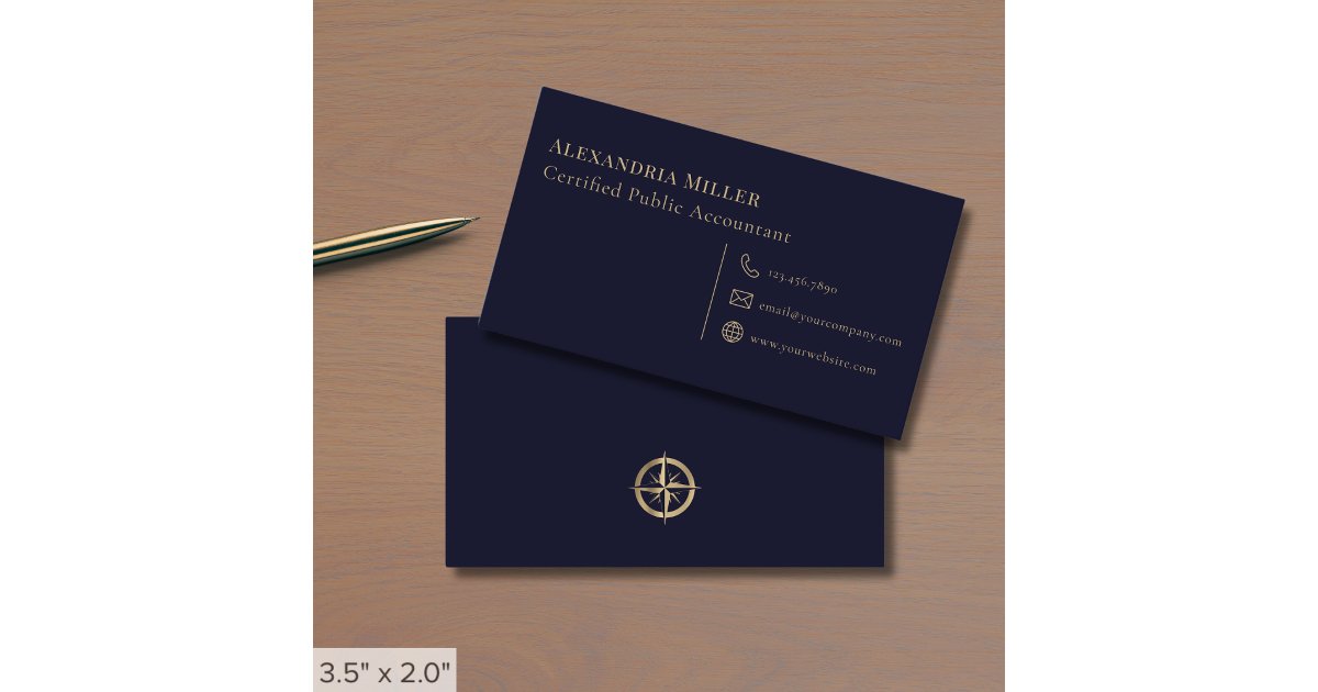 Modern Minimalist Compass Logo Business Card | Zazzle