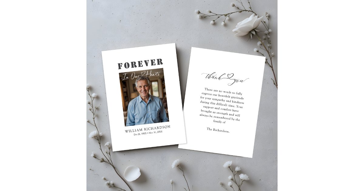 Modern Minimalist Memorial Funeral Sympathy Card | Zazzle