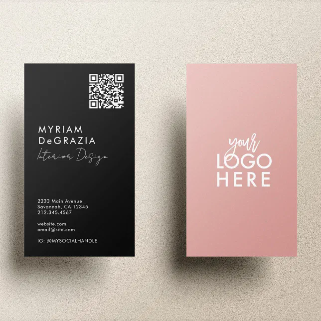Modern Minimalist QR Code Script Business Logo Card | Zazzle
