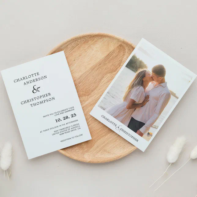 Modern Minimalist Romantic Simple Wedding Invitation | Zazzle