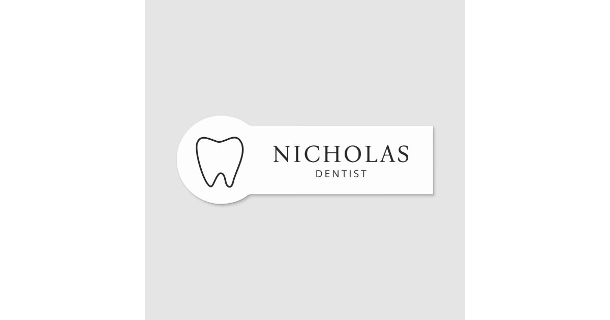 Modern Minimalist Tooth Dentist Dental Clinic Name Tag | Zazzle