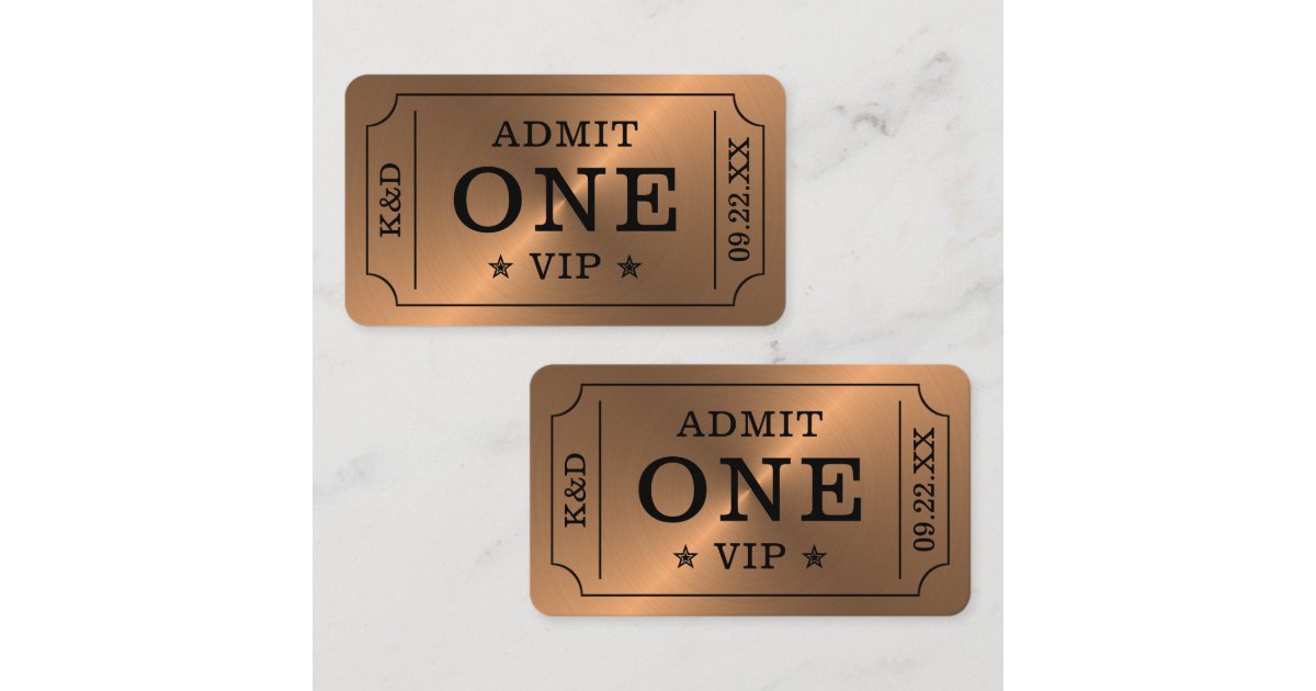 Modern Party Admission Ticket - Rose Gold Enclosure Card | Zazzle