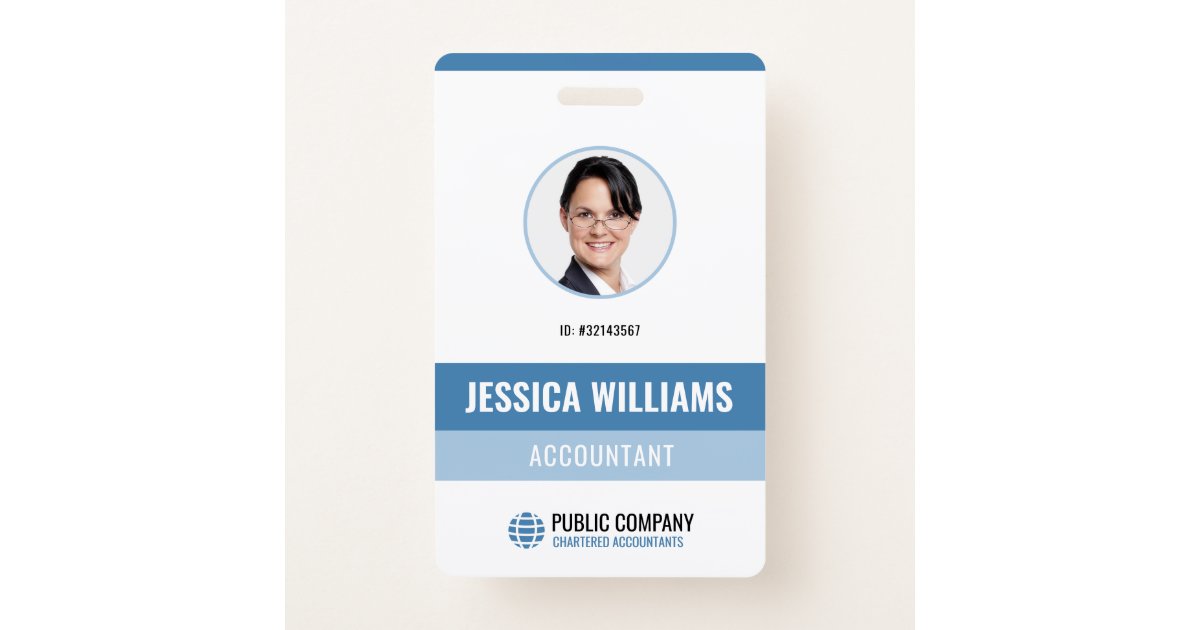 Modern Personal Photo Employee Staff ID ID Badge | Zazzle