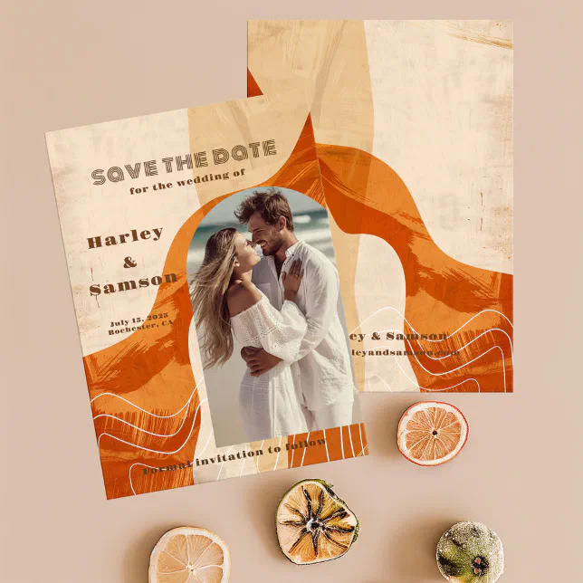 Modern photo Save the Date, retro design Invitation | Zazzle