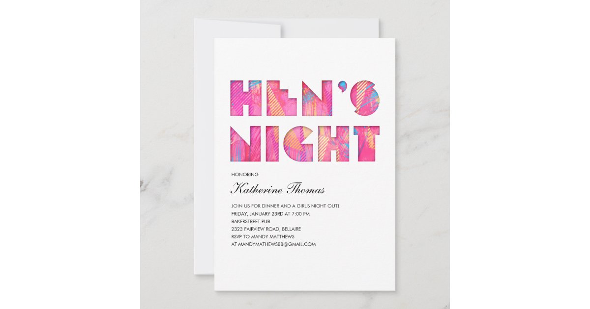 Modern Pop Hen's Night Invitations | Zazzle