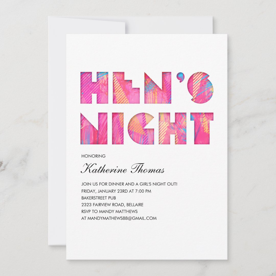 Modern Pop Hen's Night Invitations | Zazzle