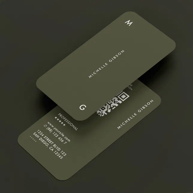 Modern Professional Army Green Simple Business Card | Zazzle