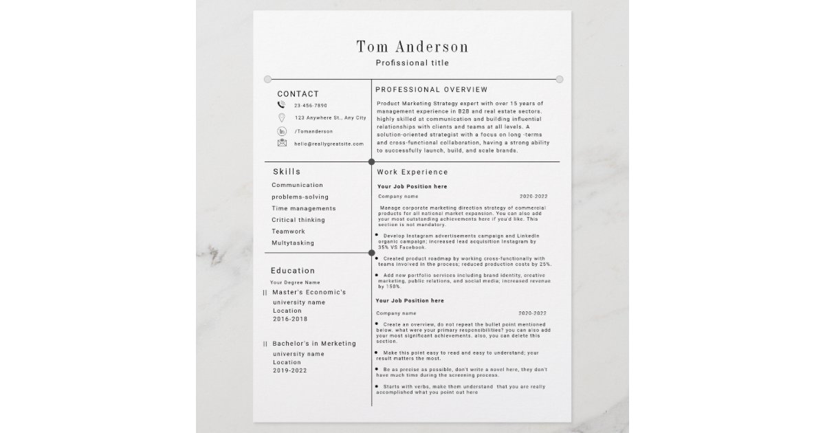 Modern Professional Resume Template | Zazzle