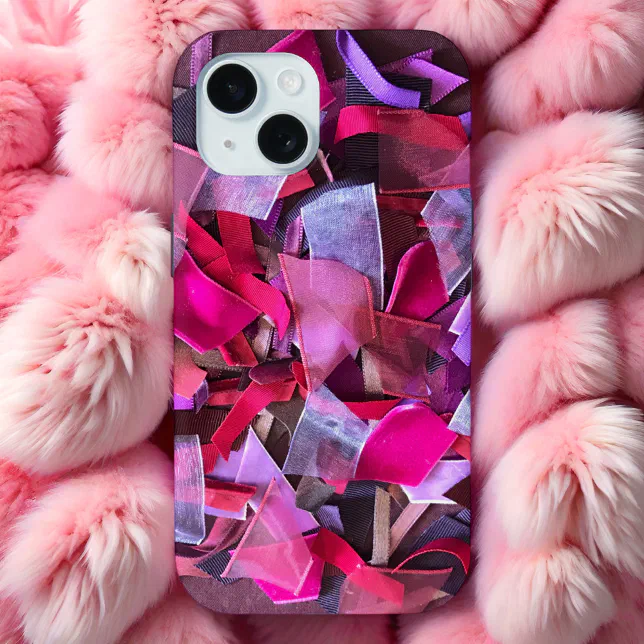Modern ribbons 3D effect burgundy pink purple Case-Mate iPhone Case ...