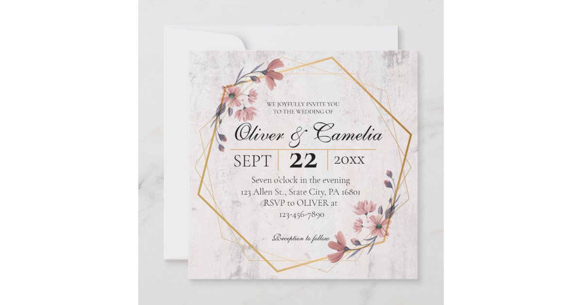 Modern Rustic Floral Wedding Invitation | Zazzle