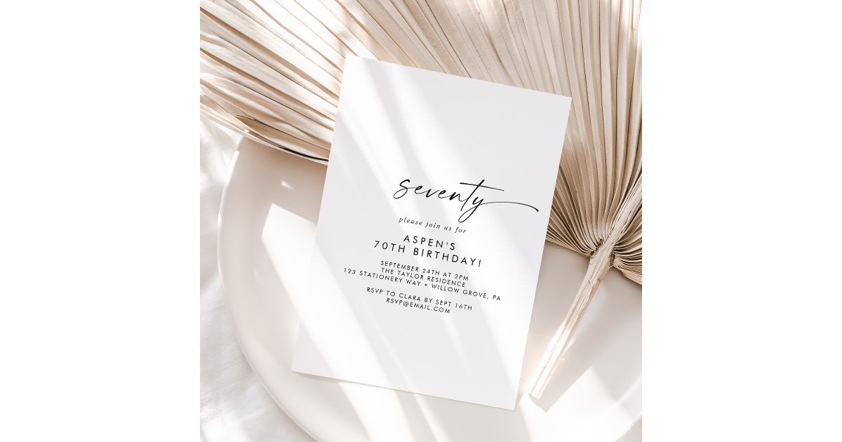 Modern Script 70th Birthday Party Invitation | Zazzle