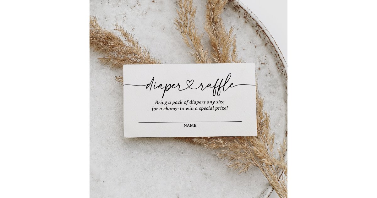 Modern Script Baby Shower Diaper Raffle Ticket Enclosure Card | Zazzle
