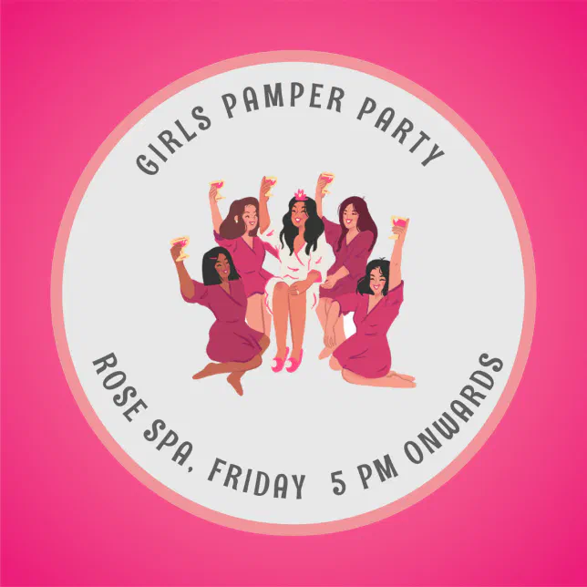 Modern simple girls pamper party classic round sticker | Zazzle