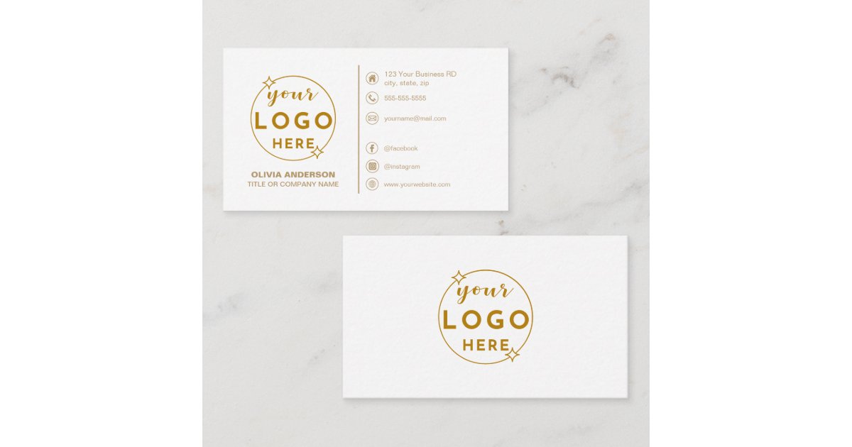 Modern Simple Gold Logo Custom Icons Social Media Business Card | Zazzle