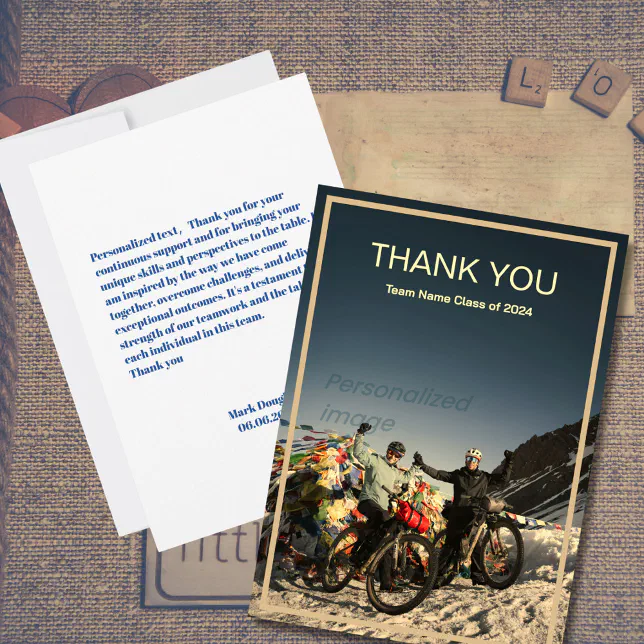 Modern Simple Teamwork Photo Thank You Card | Zazzle