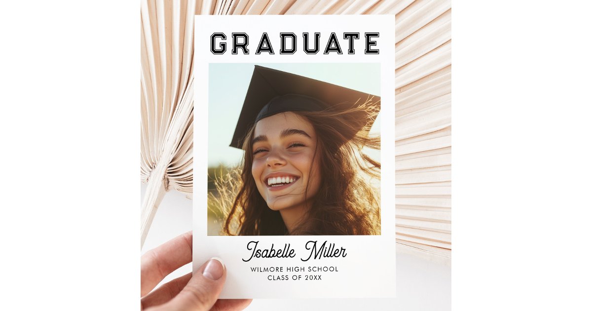 Modern Simple Vertical Photo Graduation Invitation | Zazzle