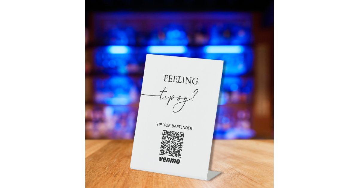 Modern Tip Your Bartender QR Code App Payment Sign | Zazzle