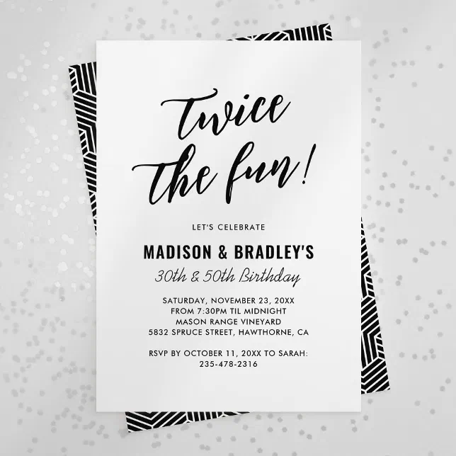 Modern Twice The Fun Joint Birthday Party Invitation | Zazzle