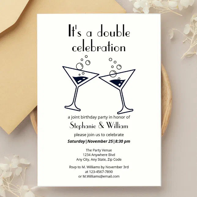 Modern White Double Celebration Joint Birthday Invitation | Zazzle