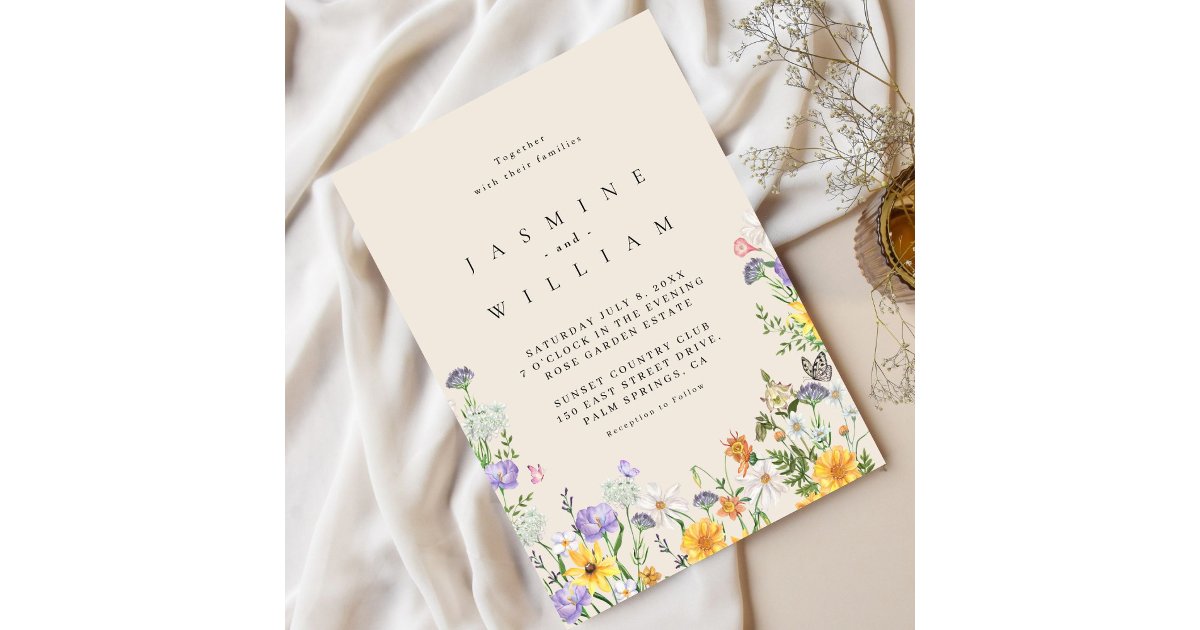 Modern Wildflower Wedding Invitation | Zazzle