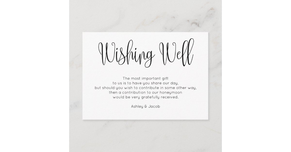 Modern wishing well simple. Script Wedding inserts | Zazzle