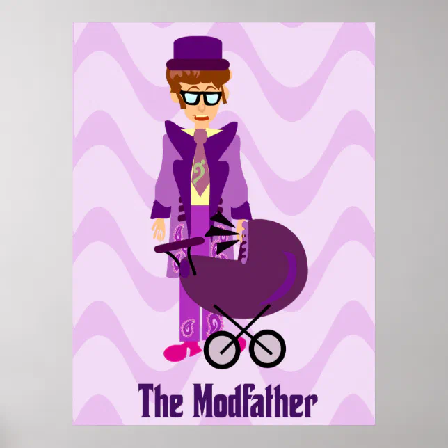 Modfather Funny Mod Sixties Cartoon Character Art Poster | Zazzle