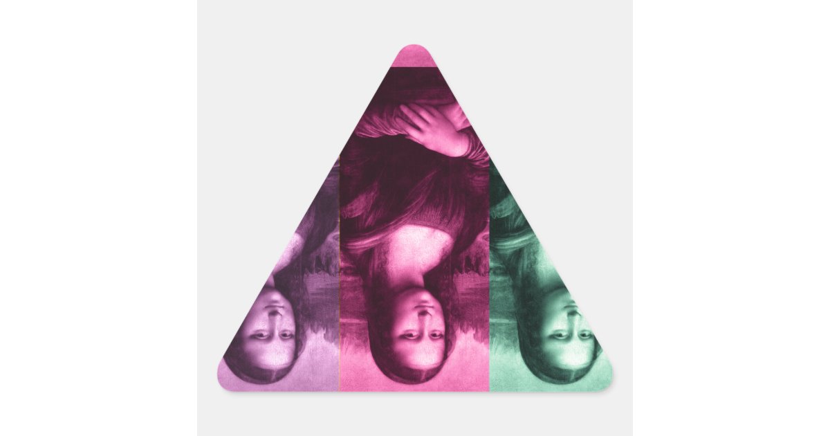 Mona Lisa Green Pink Purple Triangle Sticker | Zazzle