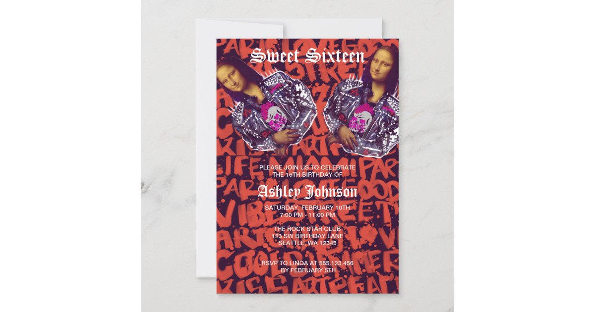 Mona Lisa Punk Art Invitation | Zazzle