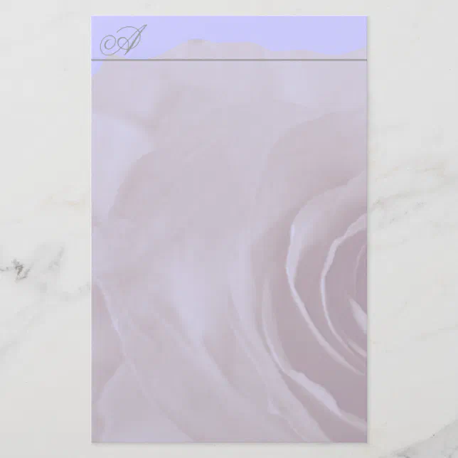 Monogram Stationery Faded Rose On Periwinkle Blue | Zazzle