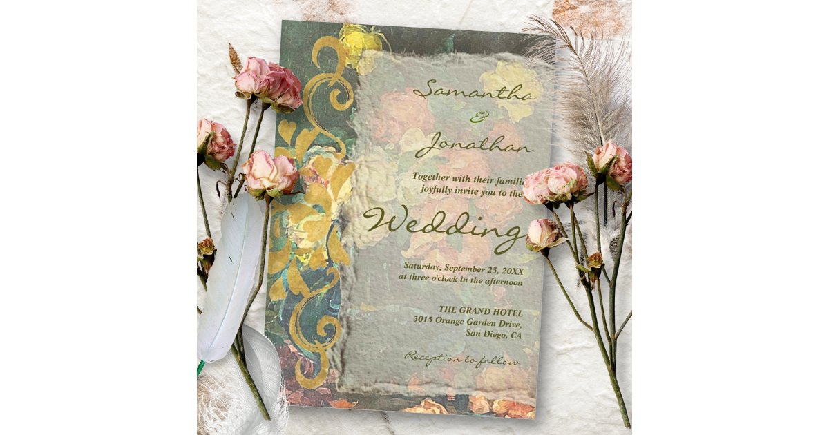 Moody Vintage Floral Rococo Revival Wedding Invitation | Zazzle