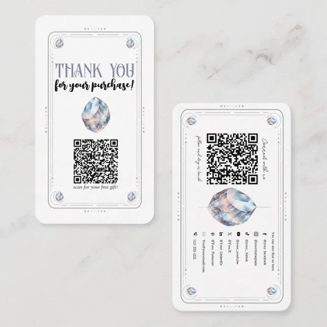 Moonstone Iridescent Crystal Social Media QR Code Business Card | Zazzle