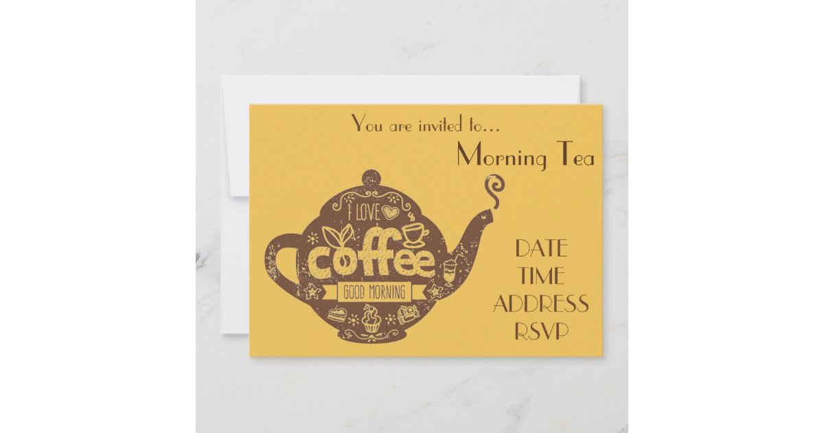 Morning Tea retro coffee date cafe party Invitation | Zazzle