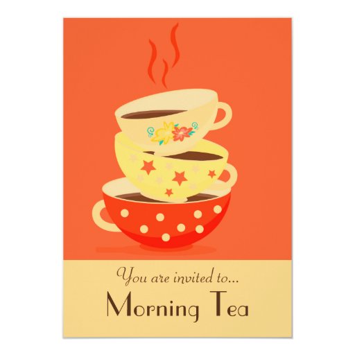 Morning Tea retro tea cups party 5x7 Paper Invitation Card | Zazzle
