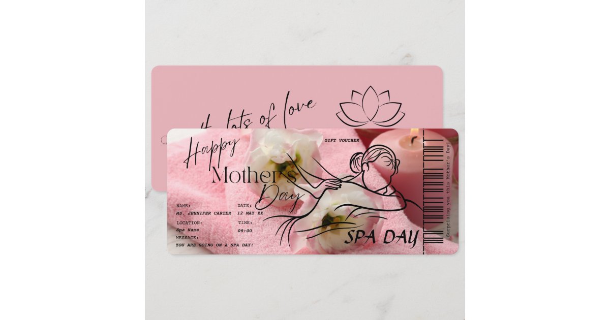 Mother’s Day Spa Day Surprise Voucher Invitation | Zazzle