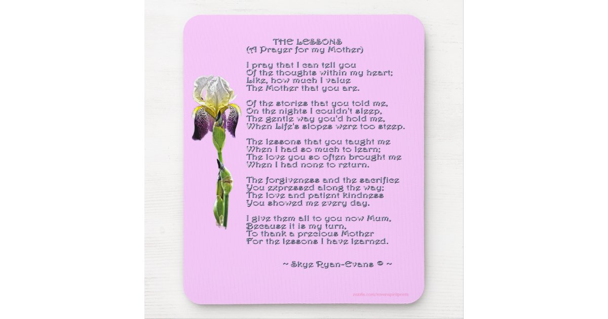 MOTHER'S DAY or MOTHERS' BIRTHDAY Iris & Poem Mouse Pad | Zazzle