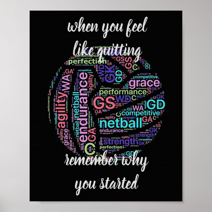 Motivational Netball Quote Poster | Zazzle