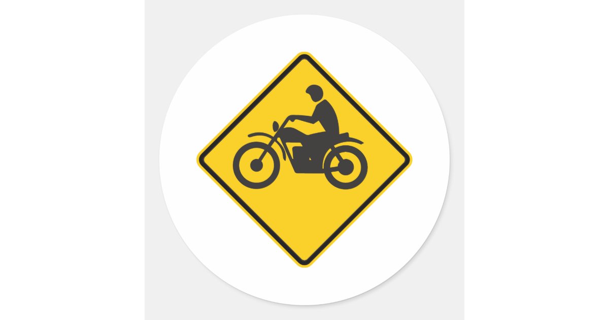 Motorcycle Traffic Highway Sign Classic Round Sticker | Zazzle