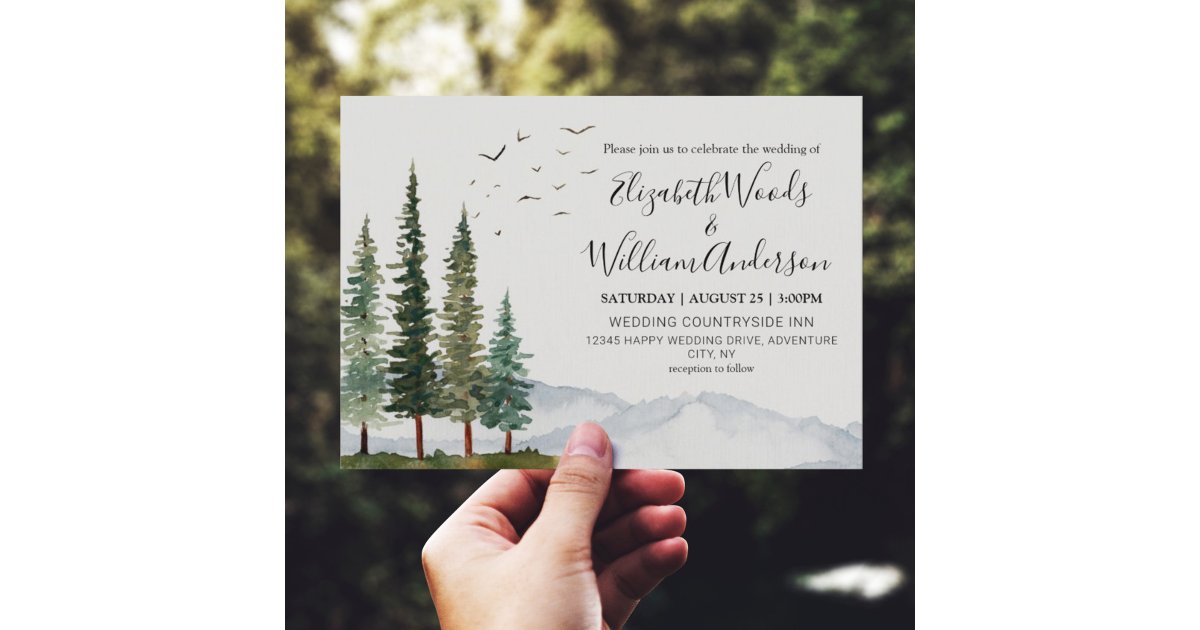 Mountains - Rustic Pine Wedding Invitation | Zazzle
