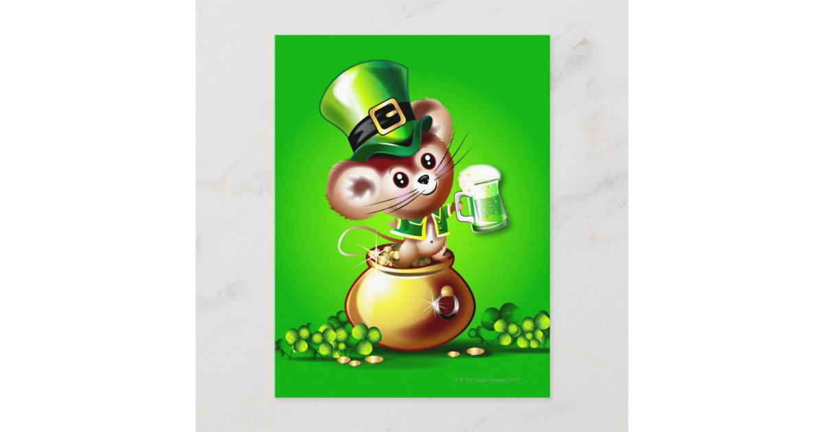Mouse In Pot Of Gold Holding Pint Of Green Beer Postcard Zazzle au Mouse In Pot Of Gold Holding Pint Of Green Beer Postcard Zazzle au