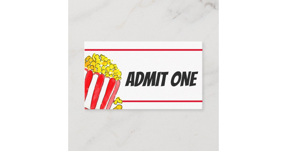 Movie night admit one ticket favour card insert | Zazzle